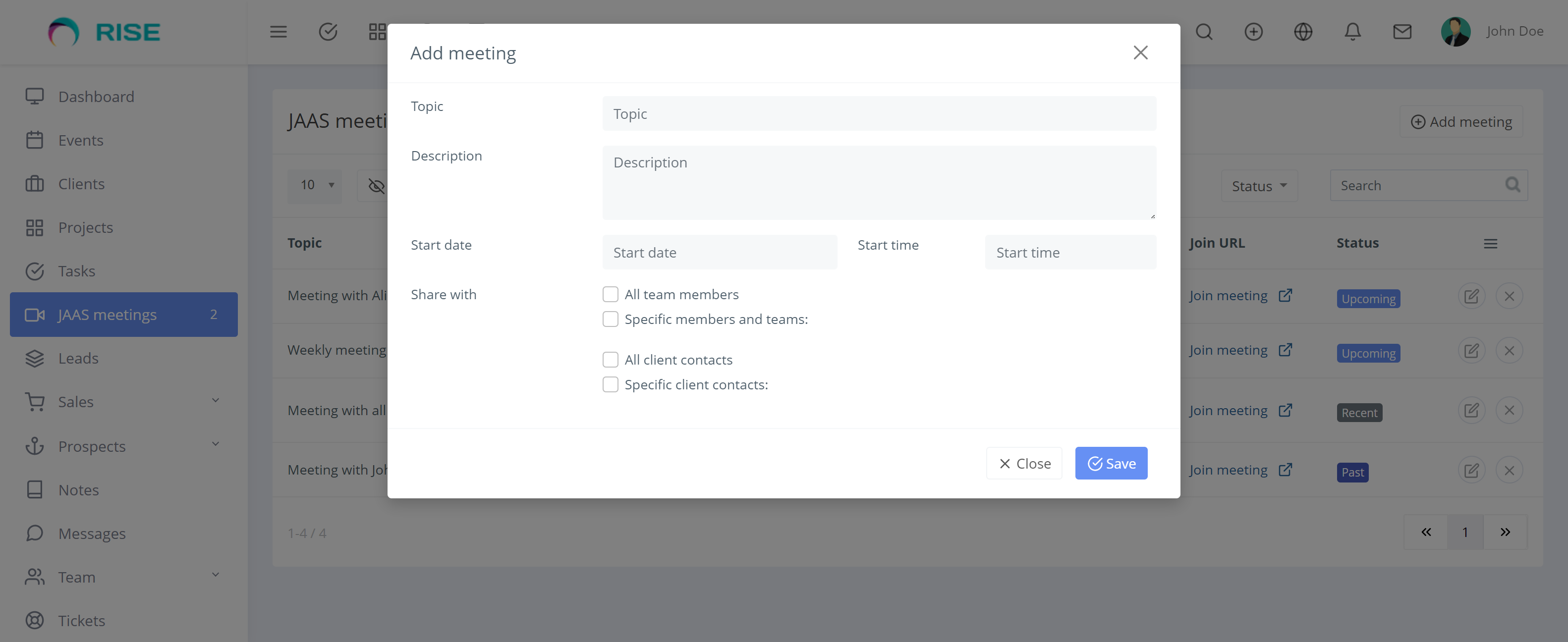 JAAS (Jitsi as a Service or 8x8) Integration for RISE CRM by ClassicCompiler